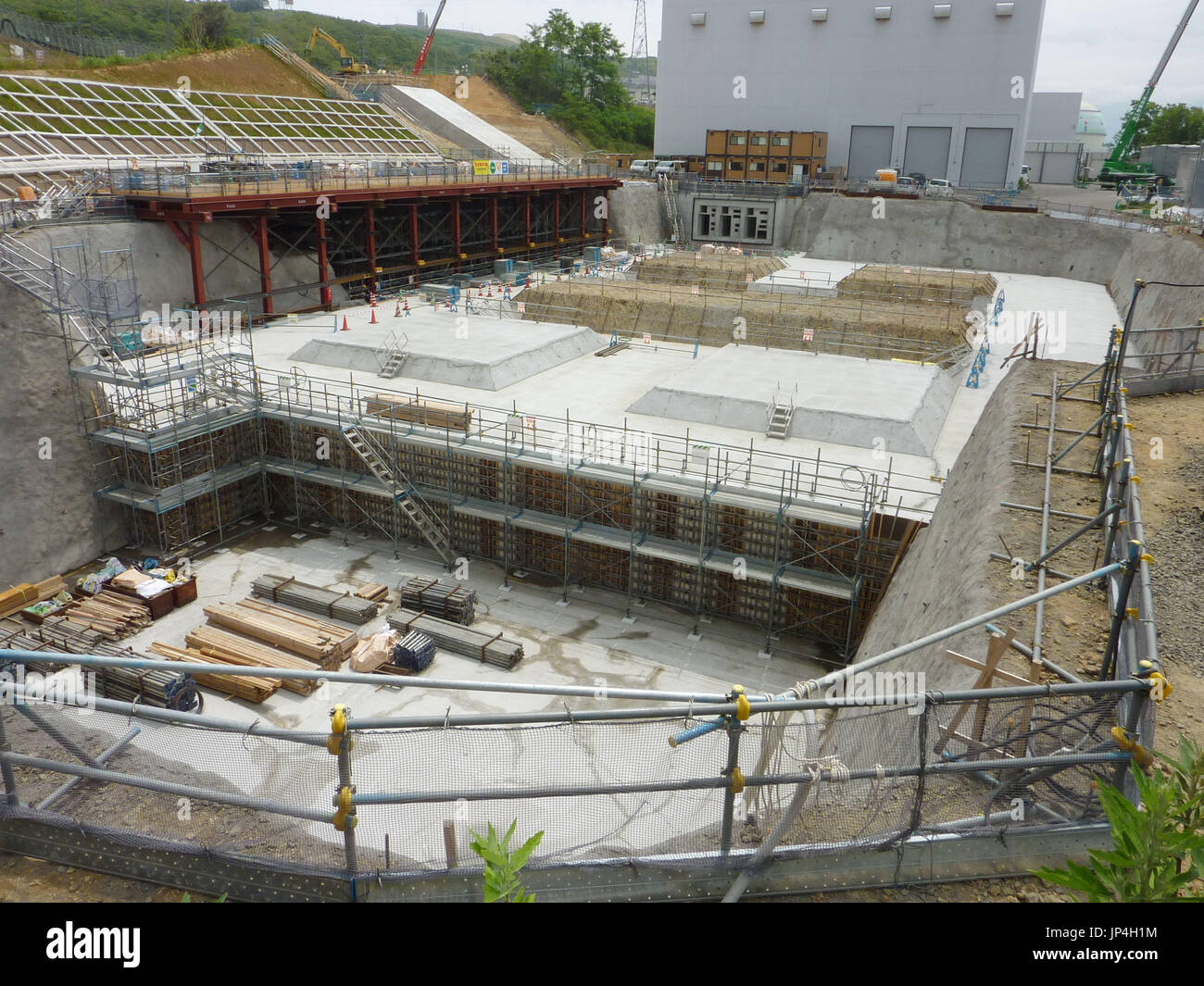 SAPPORO, Japan - Construction works on the foundation of the emergency response center are ...