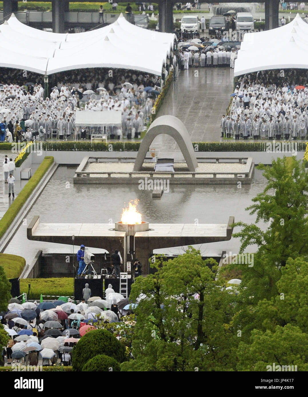 HIROSHIMA, Japan - People offer prayers at the Peace Memorial Park in ...