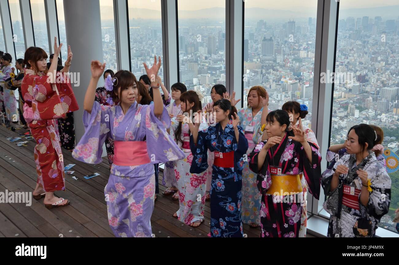 OSAKA, Japan - Bon Odori, a traditional summer folk dance festival in ...