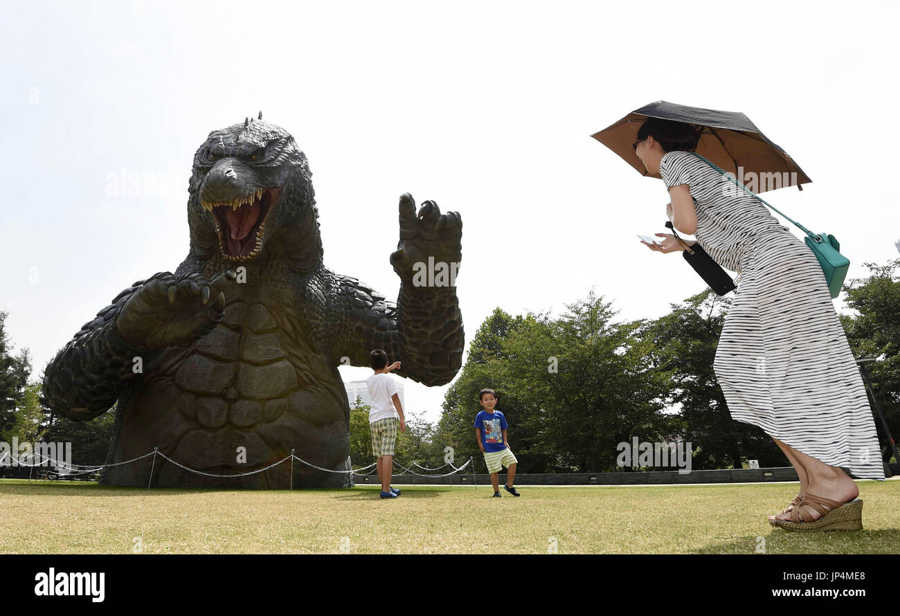 TOKYO, Japan - Photo taken July 23, 2014, shows a statue of Godzilla ...