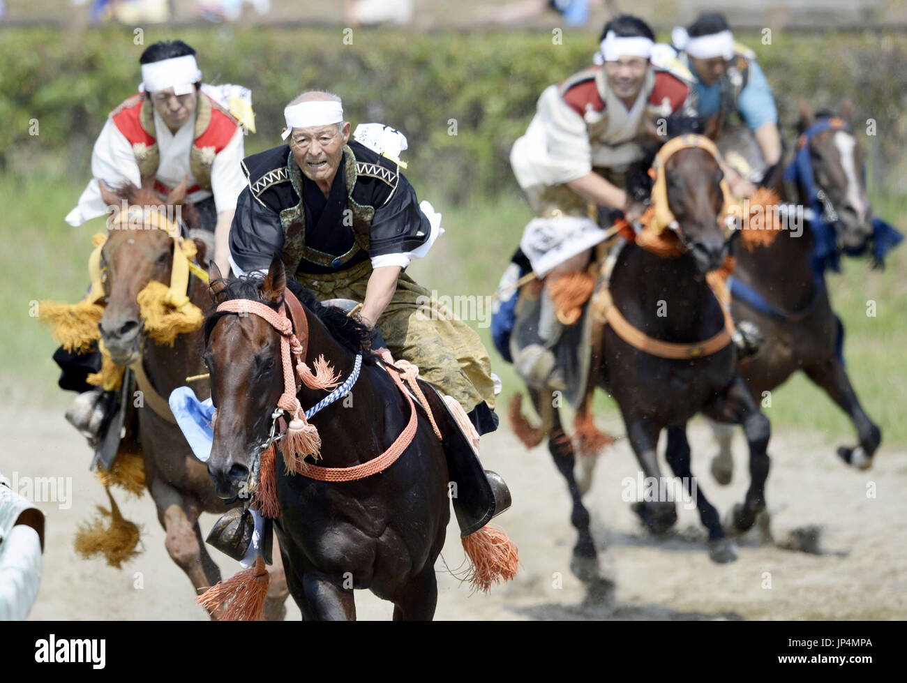 SOMA, Japan - Horsemen dressed like samurai warriors compete at the ...