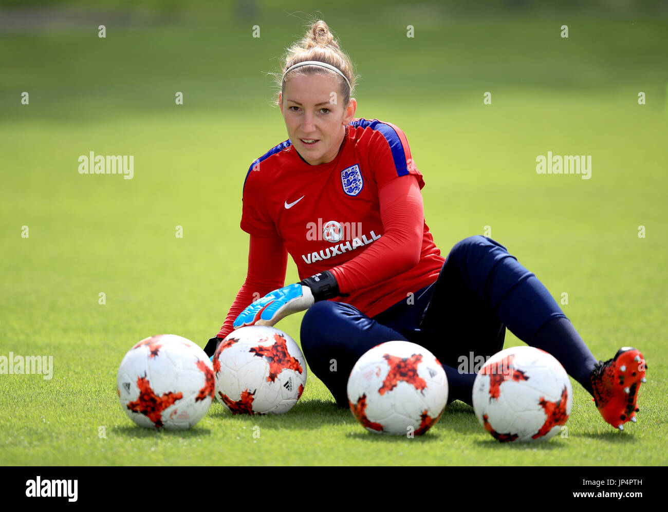 England goalkeeper Siobhan Chamberlain during a training session at ...