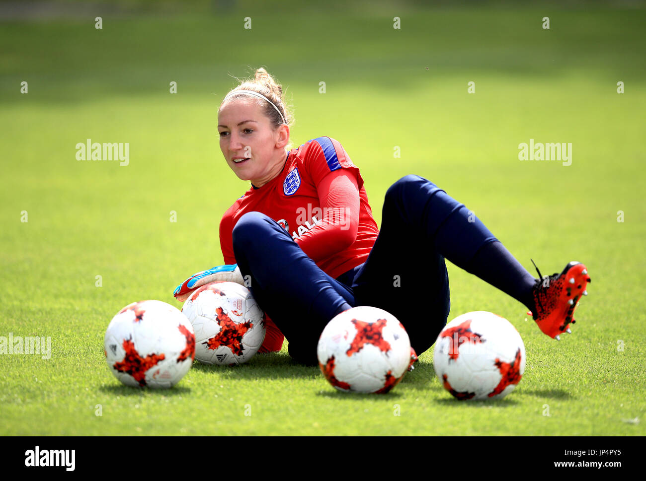 England goalkeeper Siobhan Chamberlain during a training session at ...
