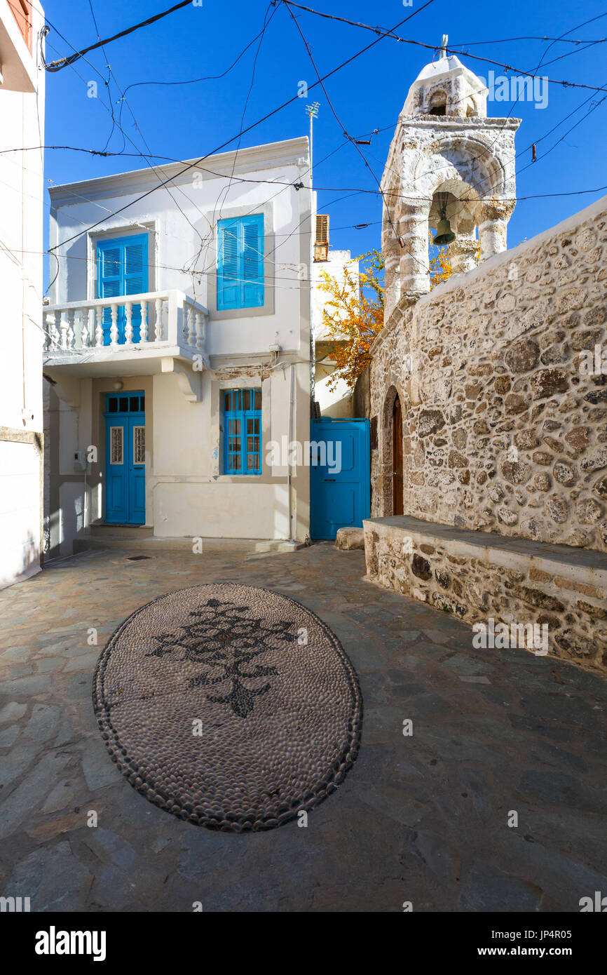 Church in Mandraki village on Nisyros island in Dodecanese island group ...