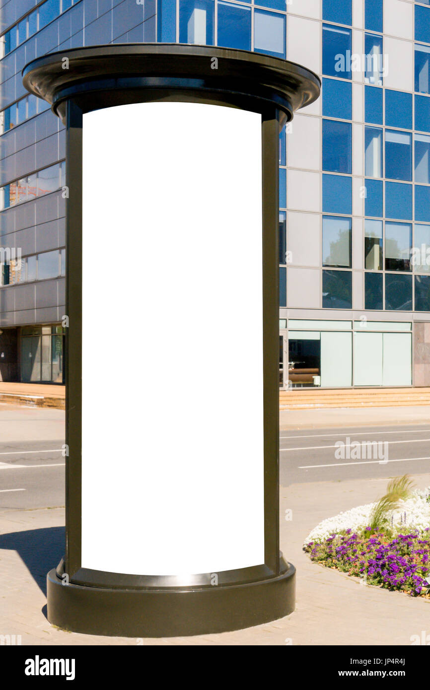 Advertising column mockup. Public information board in the street Stock ...