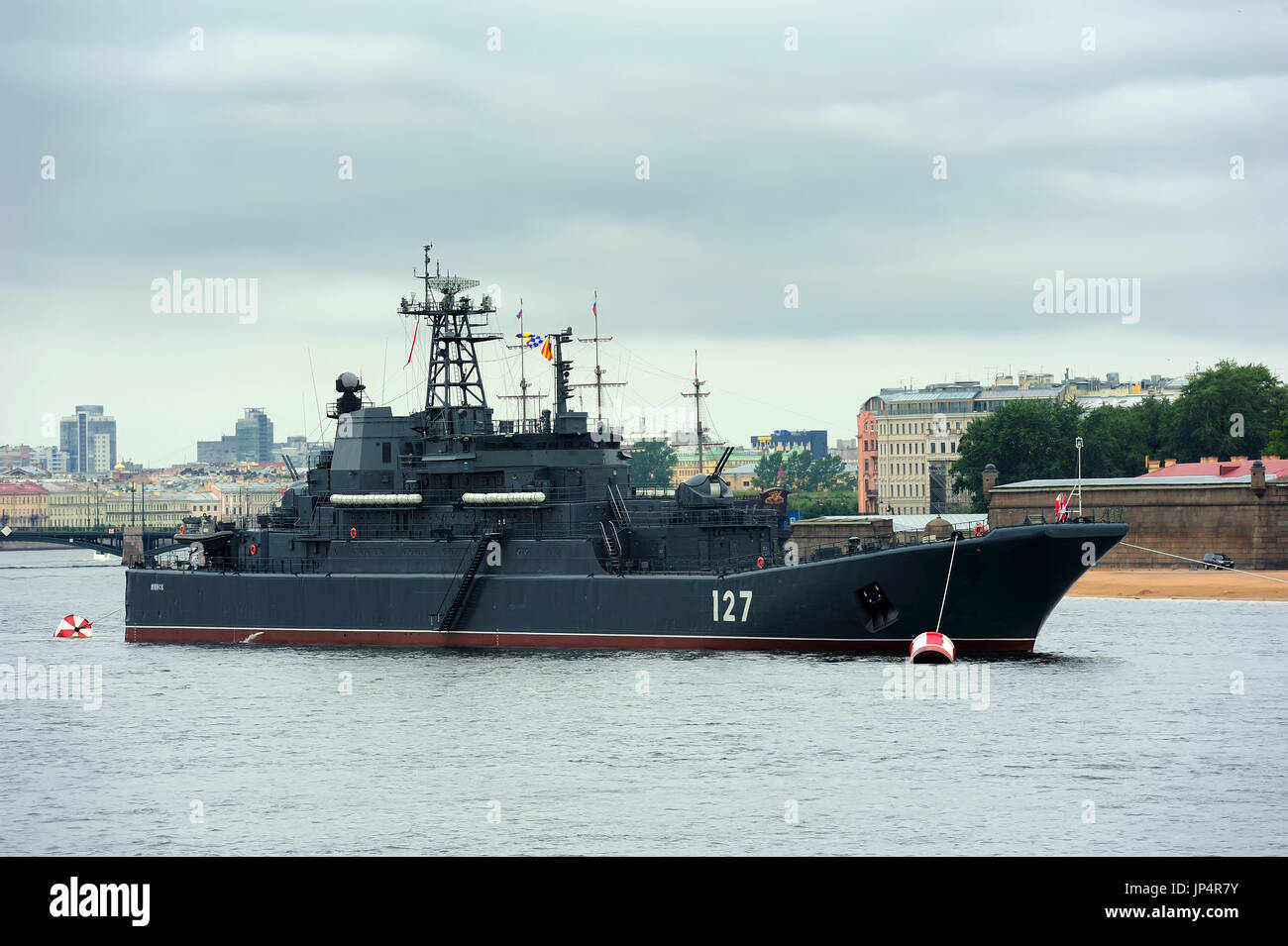Saint Petersburg, RUSSIA - July 30, 2017: large landing craft Minsk ...