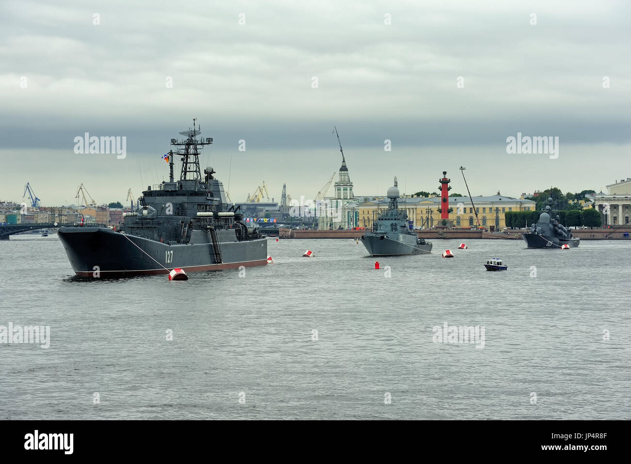 Saint Petersburg, RUSSIA - July 30, 2017: large landing craft Minsk ...