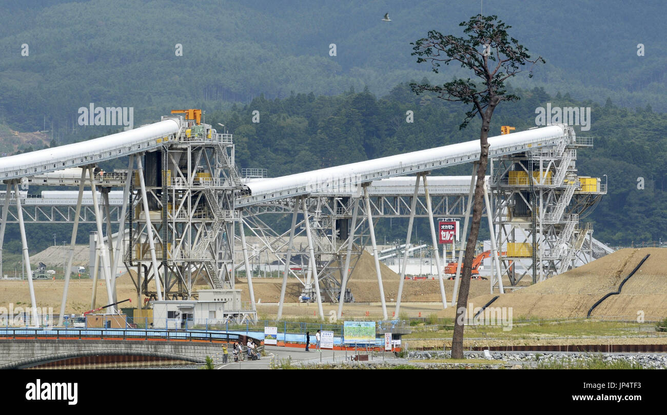 RIKUZENTAKATA, Japan - Huge conveyer belts carry earth and sand from ...