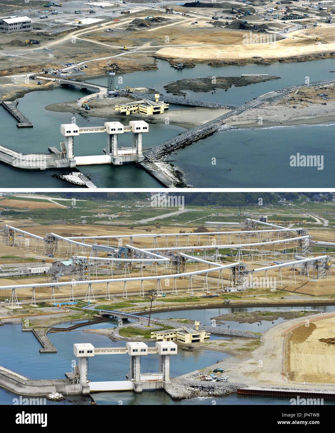 SENDAI, Japan - A long conveyer belt to carry earth and sand from the ...