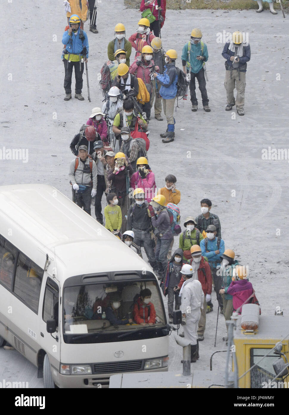 KISO, Japan - Photo taken from a Kyodo News helicopter shows climbers ...