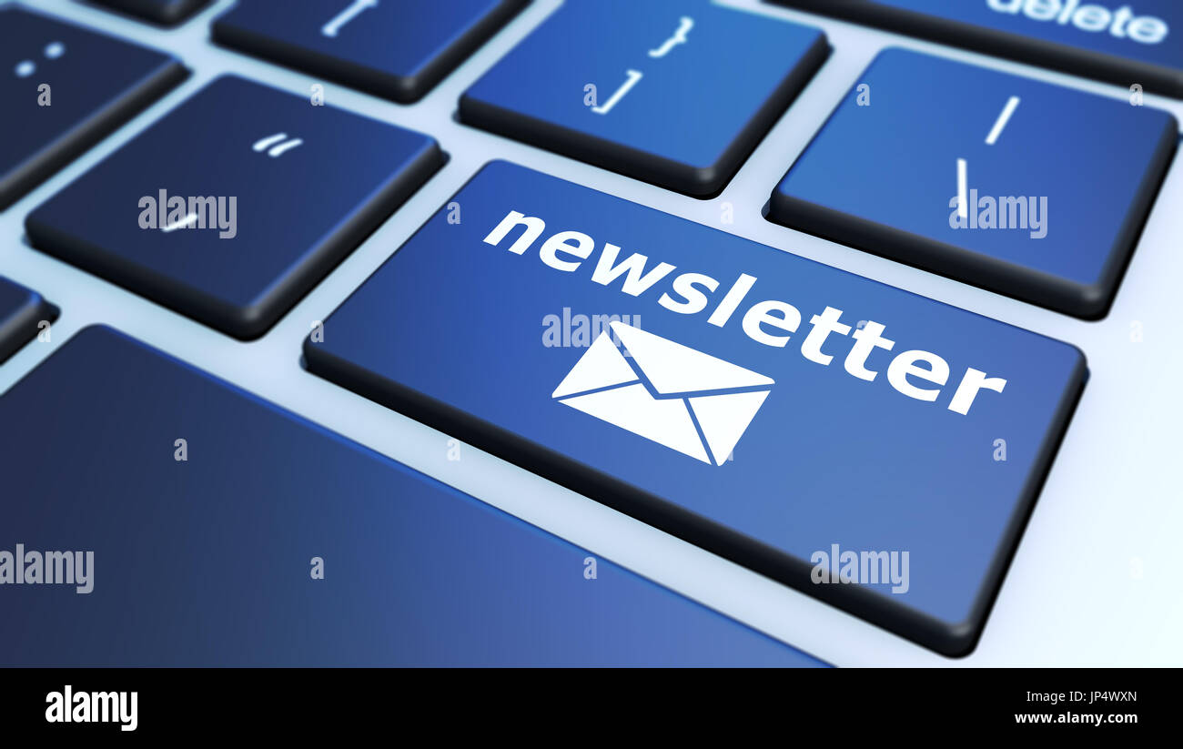 Newsletter concept with sign and email icon on a computer keyboard ...