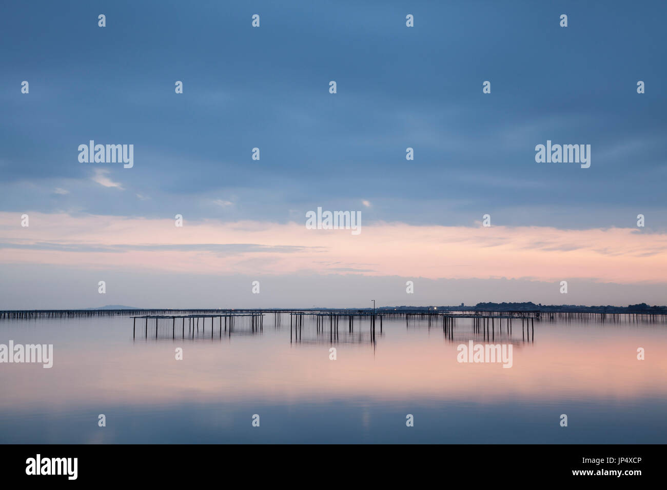 Etang de Thau lagoon, Languedoc-Roussillon, southwest France, with ...