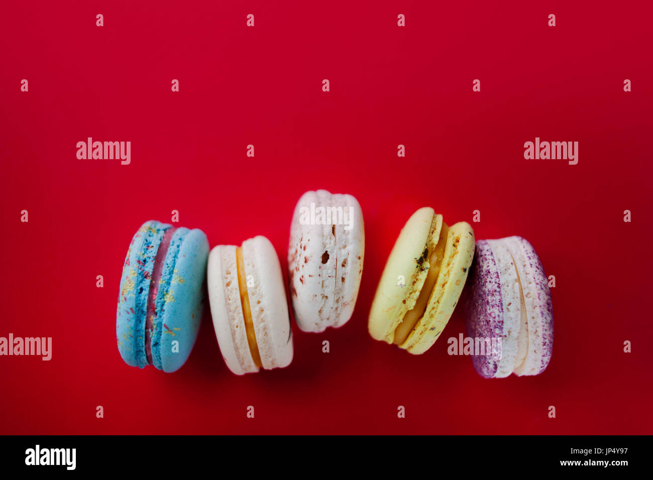 lot of beautiful macarons, five different flavors Stock Photo - Alamy