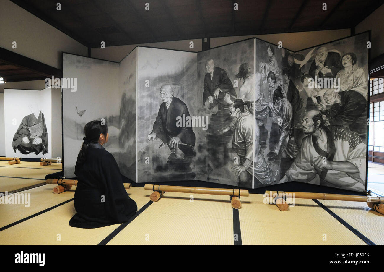KYOTO, Japan - A painting by cartoonist Takehiko Inoue of Shinran, a ...