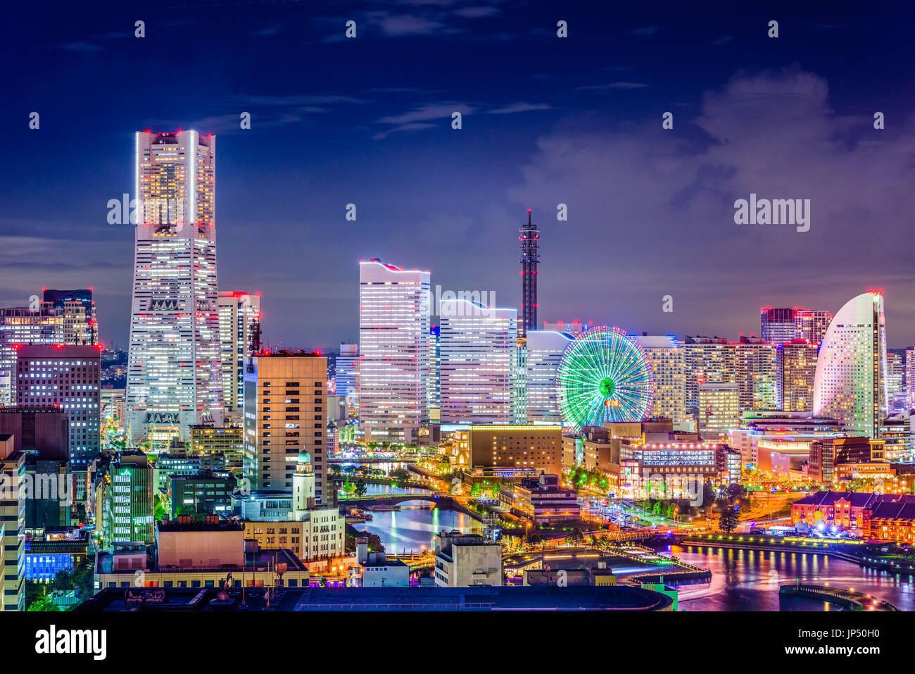 Yokohama, Japan skyline at night Stock Photo - Alamy