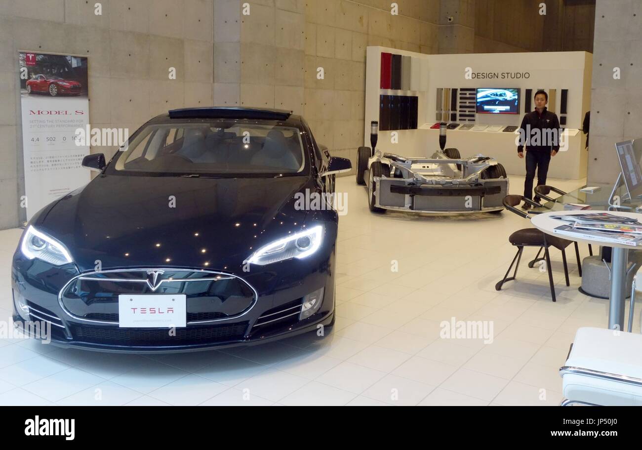 OSAKA, Japan - Photo shows a temporary showroom of Tesla Motors Inc., a ...