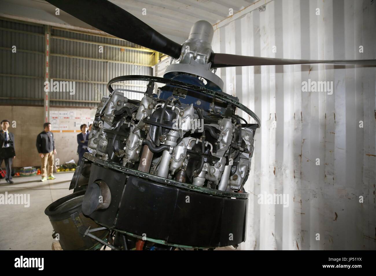 YOKOHAMA, Japan - The engine of a Mitsubishi A6M Zero fighter is shown ...