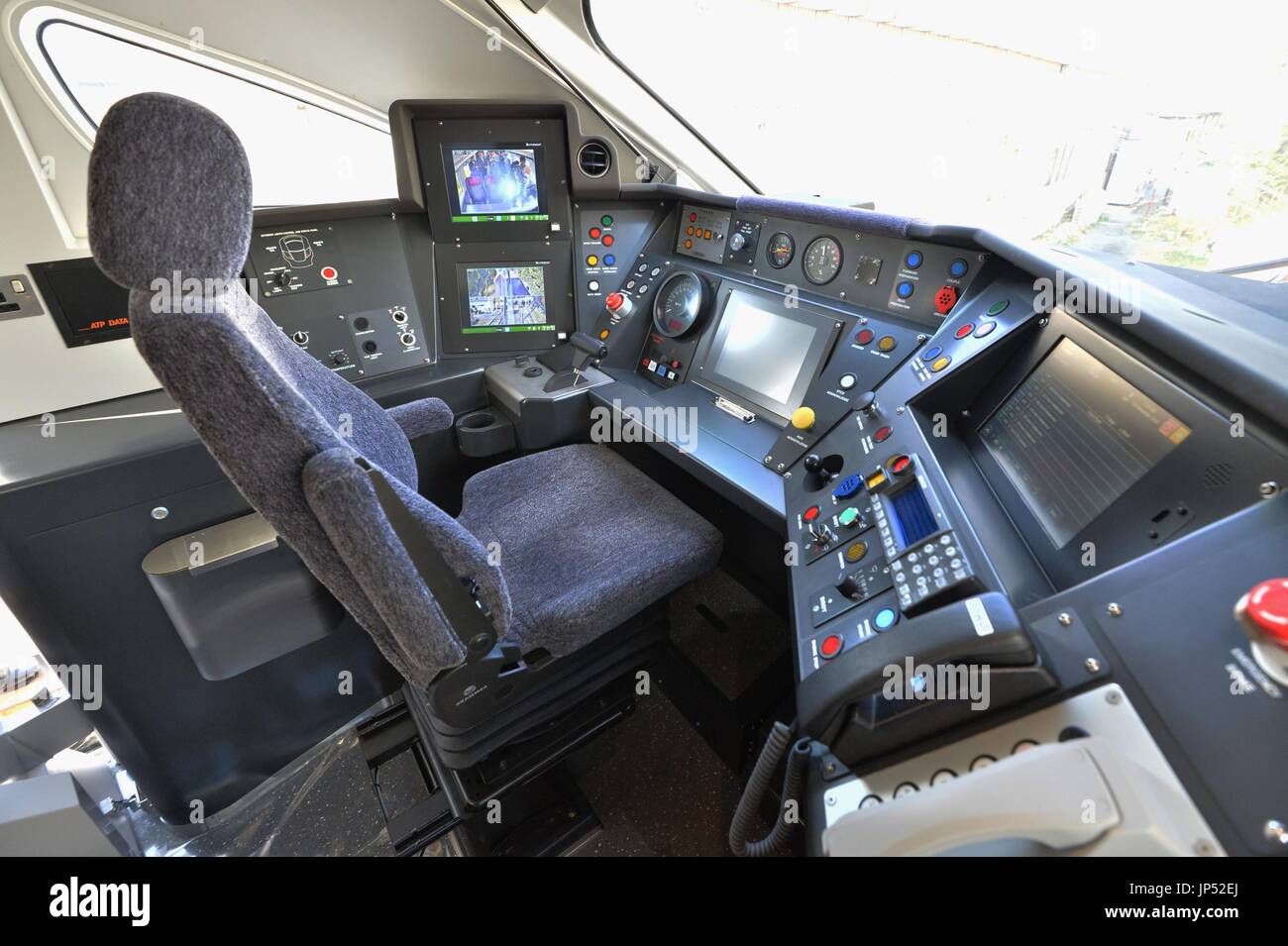 KUDAMATSU, Japan - Photo shows a driver's seat of the first pre-series ...