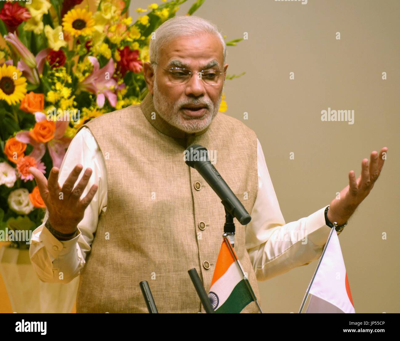 TOKYO, Japan - Indian Prime Minister Narendra Modi delivers a speech at ...