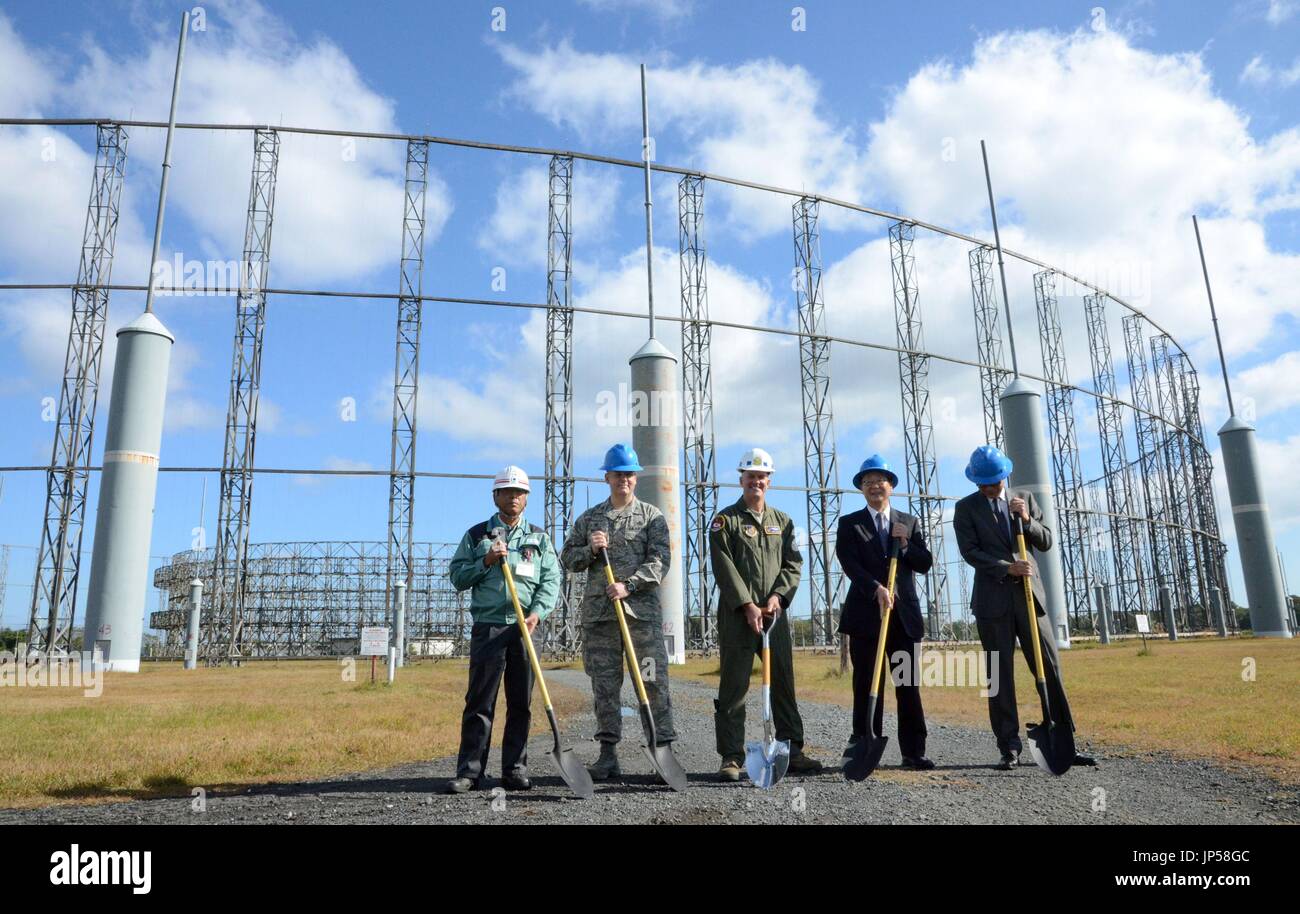 MISAWA, Japan - A ceremony is held in front of an antenna array at the ...