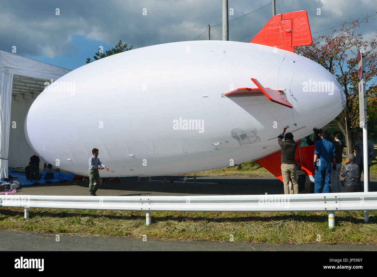 FUKUSHIMA, Japan - An unmanned airship that is capable of measuring ...