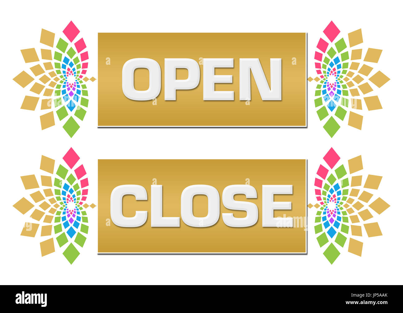 Open Close Floral Left Right Banner Stock Photo - Alamy