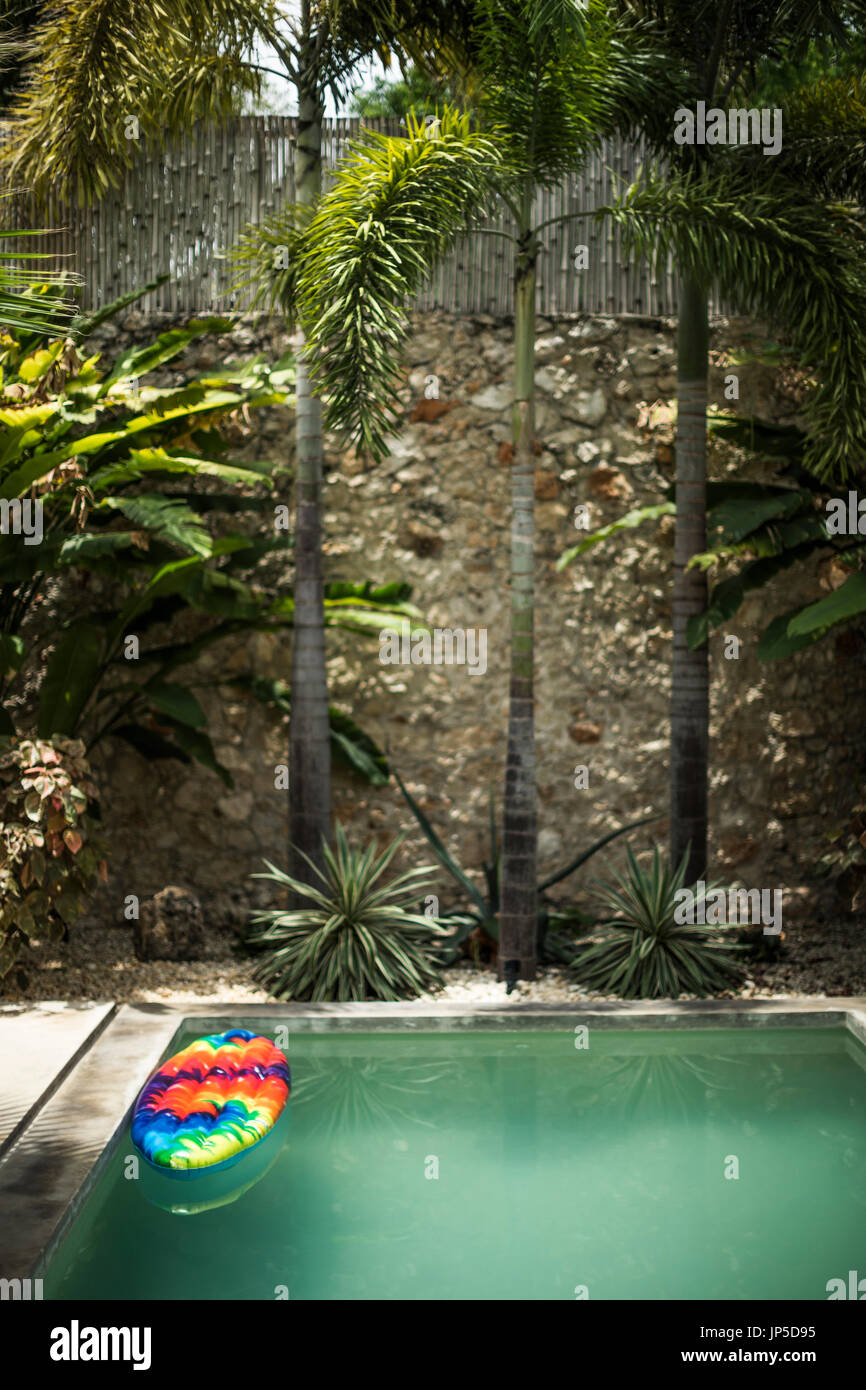 A pool raft floating in an empty swimming pool Stock Photo - Alamy