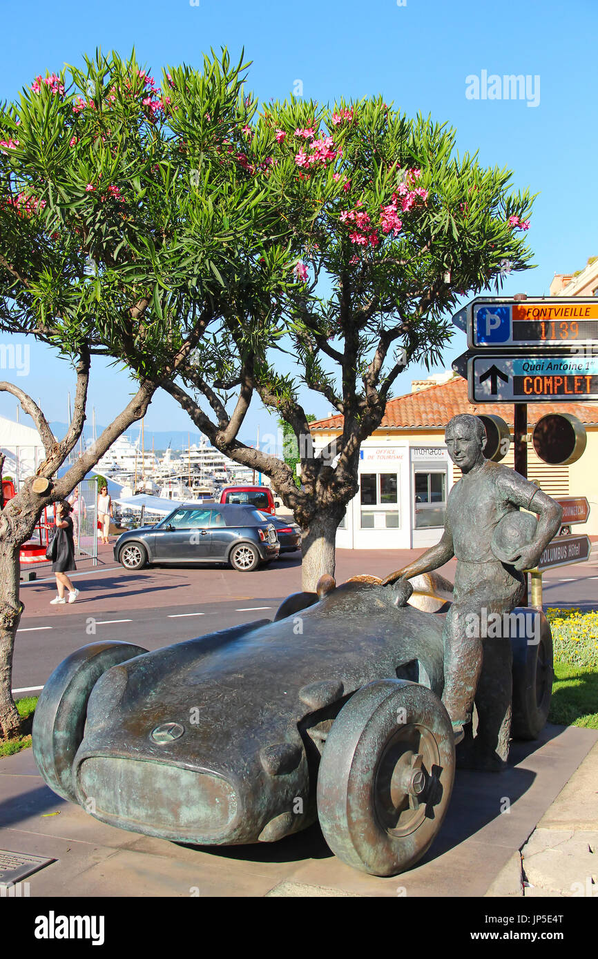 MONACO - JUNE 24, 2016: Juan Manuel Fangio memorial at the Grand Prix ...