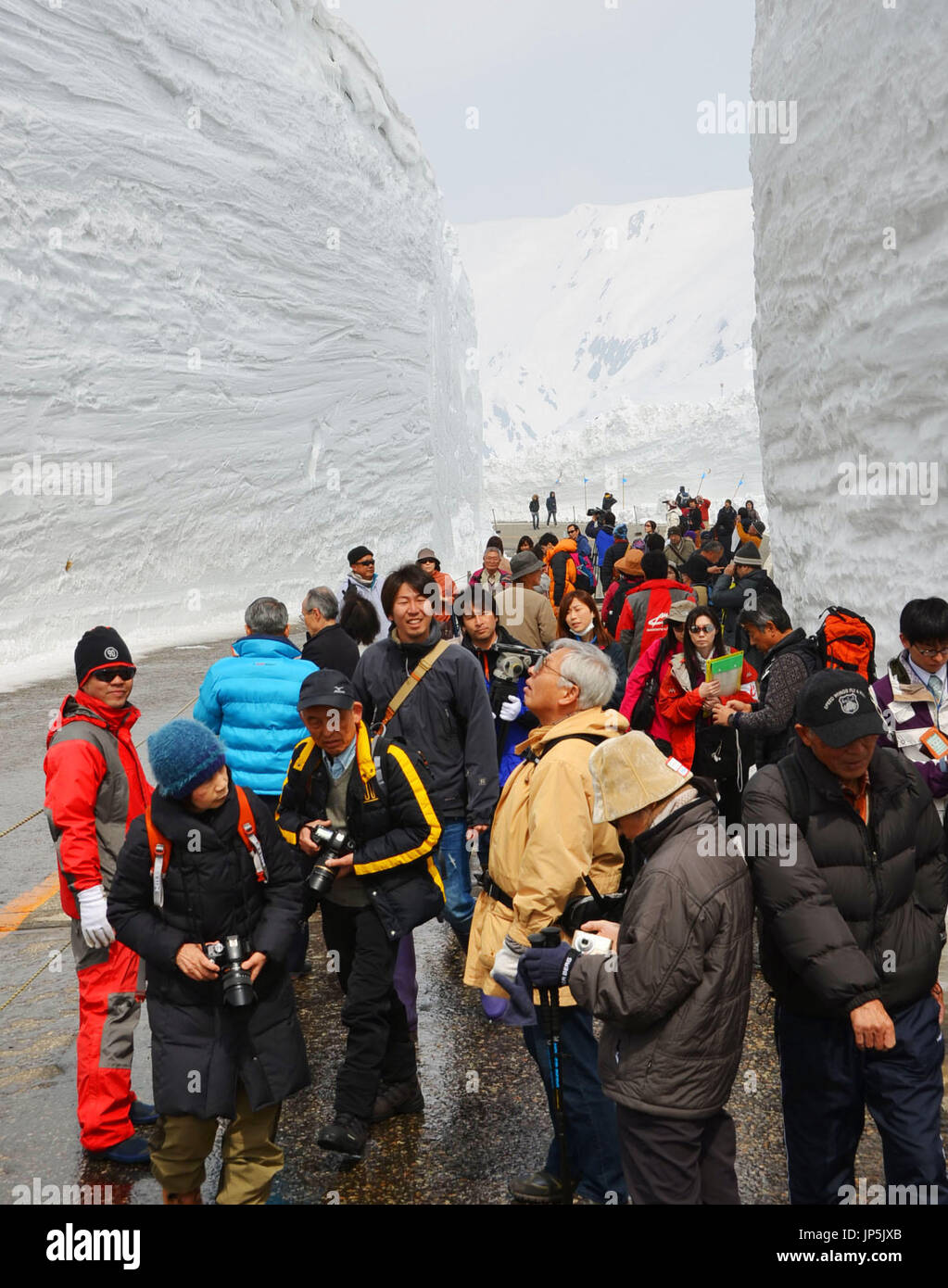 TOYAMA, Japan - Travelers from Taiwan tour the Tateyama Kurobe Alpine ...