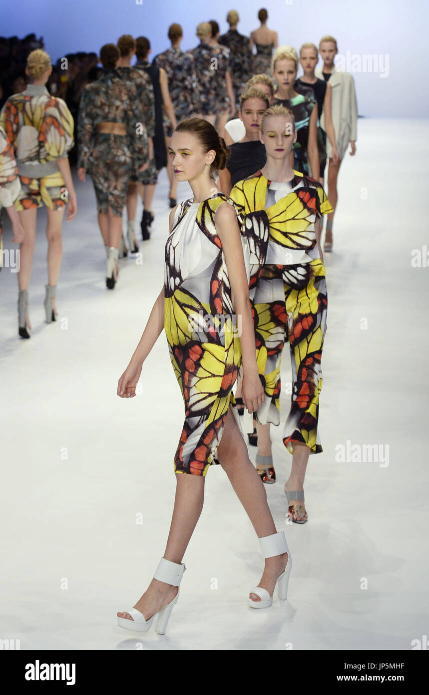 TOKYO, Japan - Models wearing outfits of "HANAE MORI designed by Yu ...