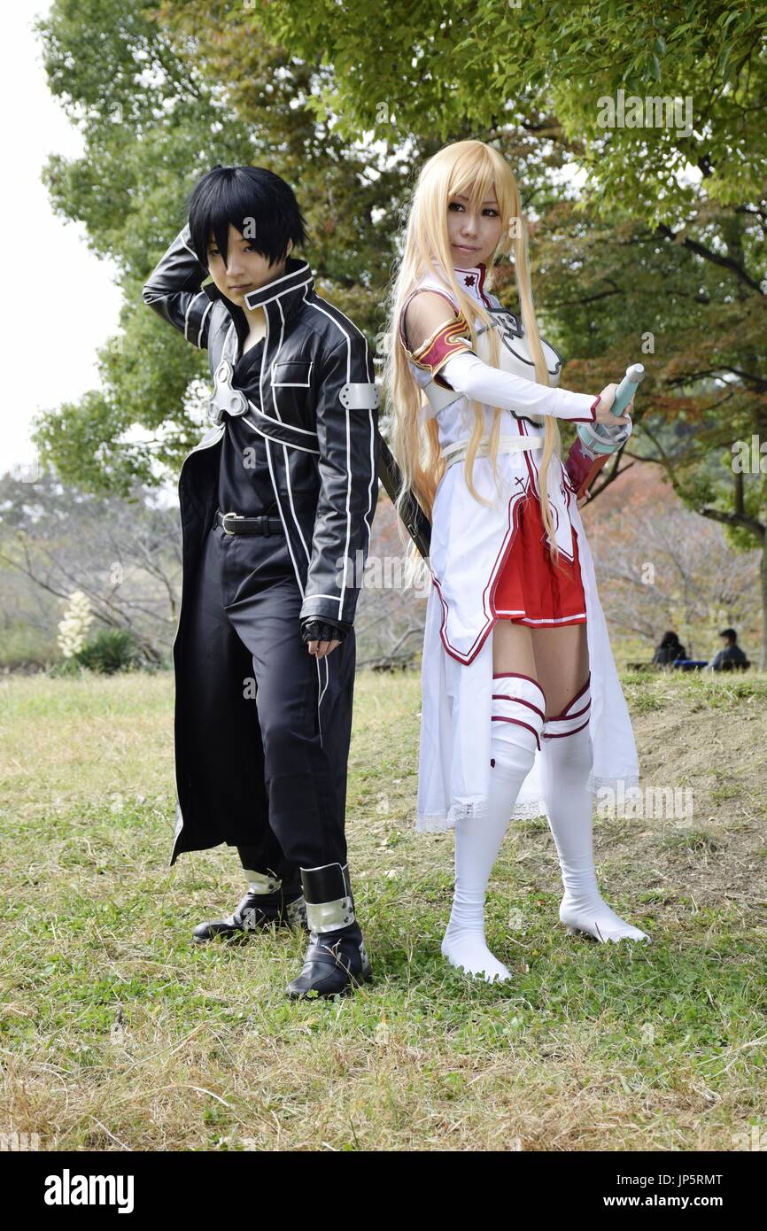 OSAKA, Japan - Two "cosplay" fans dressed up as anime or game ...