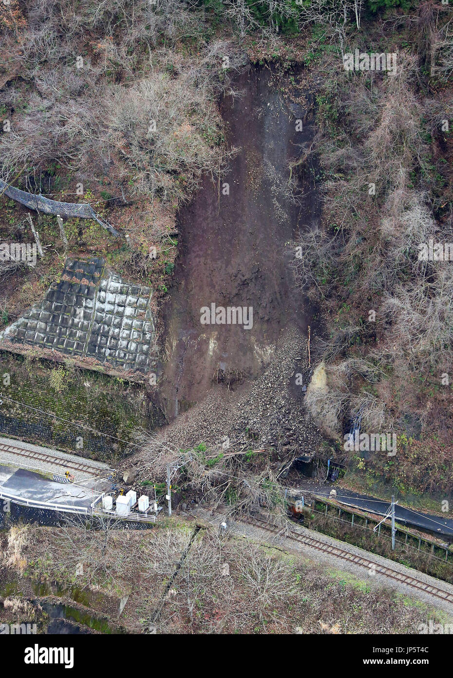 NAGANO, Japan - Photo shows part of the JR Oito Line covered by a ...