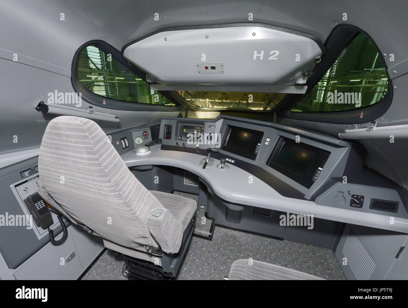 NANAE, Japan - The vehicle cockpit of one of the new Shinkansen bullet ...