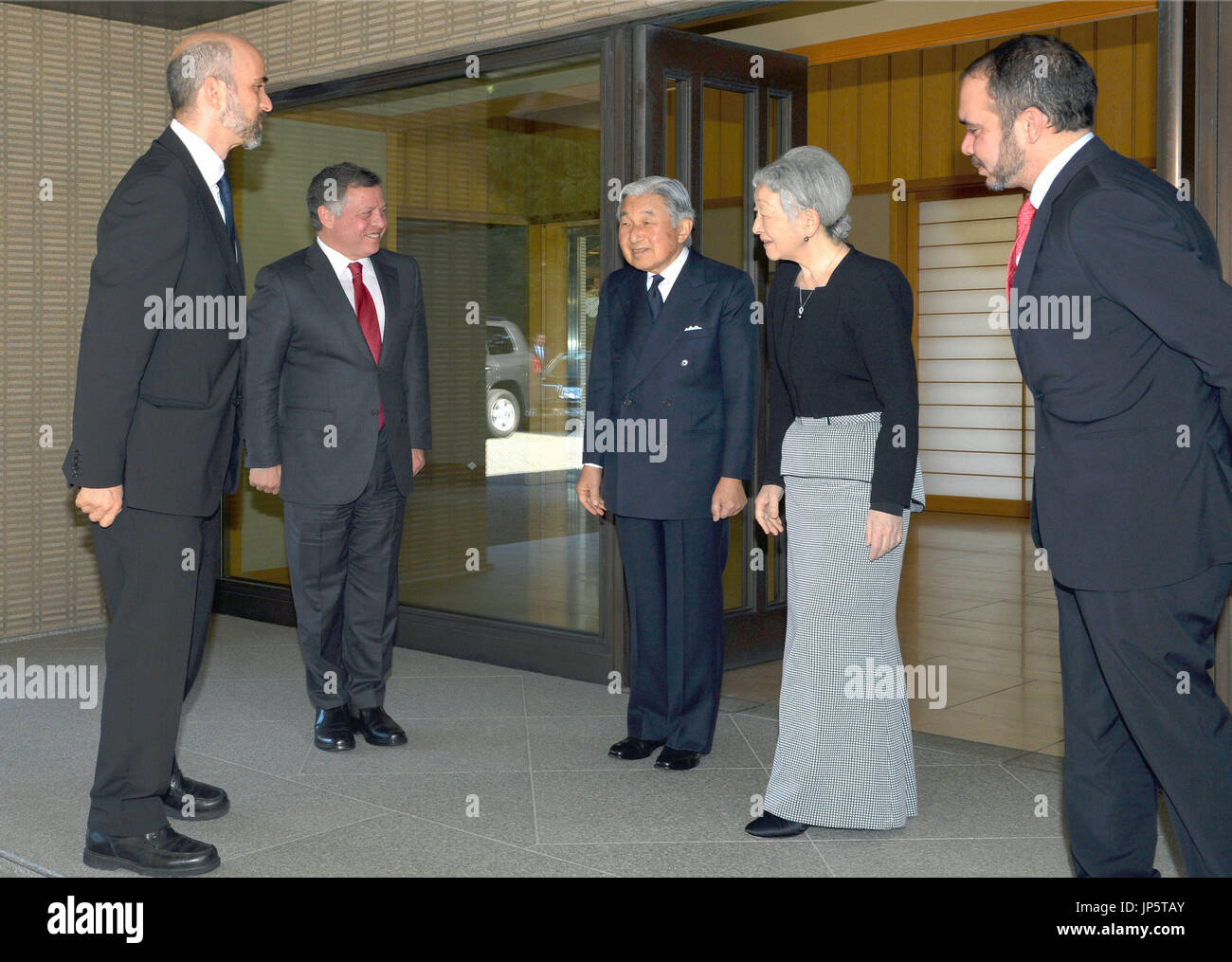TOKYO, Japan - Emperor Akihito (3rd from R) and Empress Michiko (2nd ...
