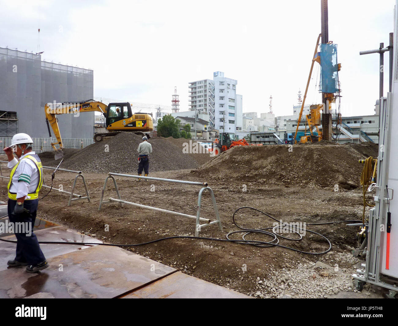 TOKYO, Japan - Photo shows the construction site of a library in Kochi ...