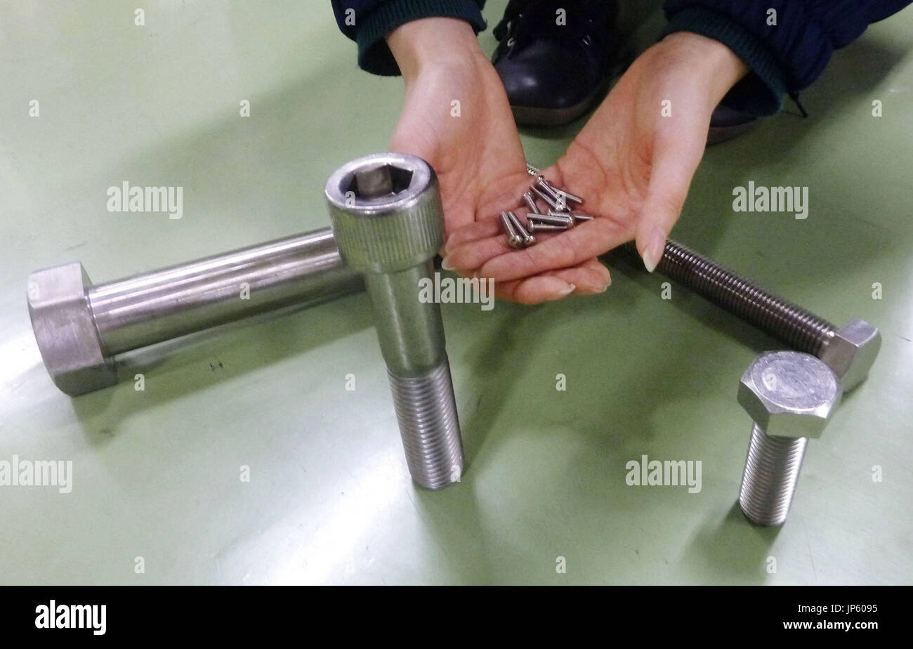 OSAKA, Japan - Screws and bolts in various sizes are shown in this ...