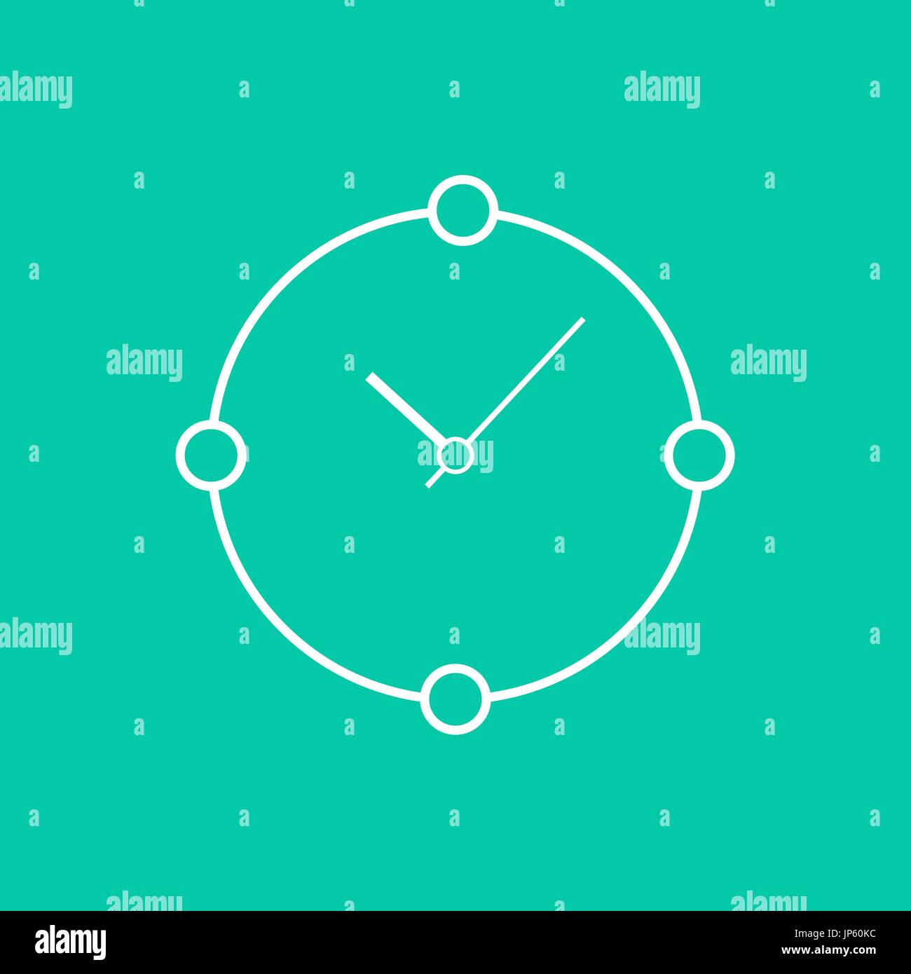 abstract white clock isolated on green background Stock Vector Image ...