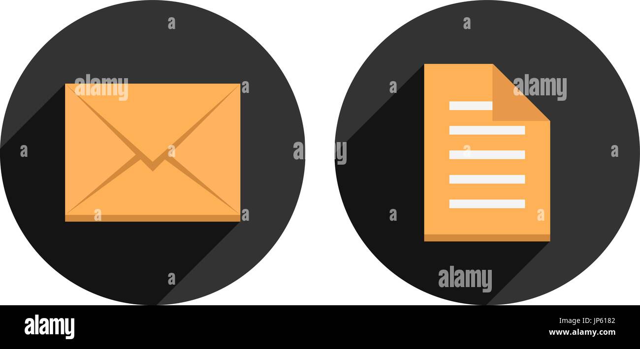 envelope and check list in circles with long shadow Stock Vector Image ...