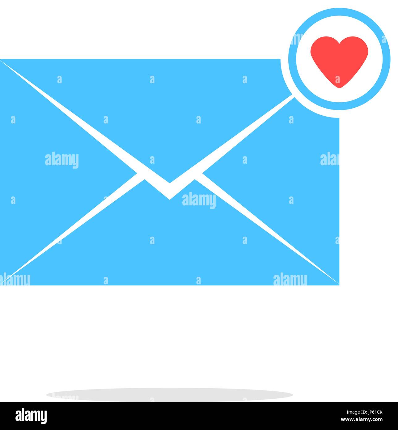simple blue letter icon with red heart sign and shadow Stock Vector ...