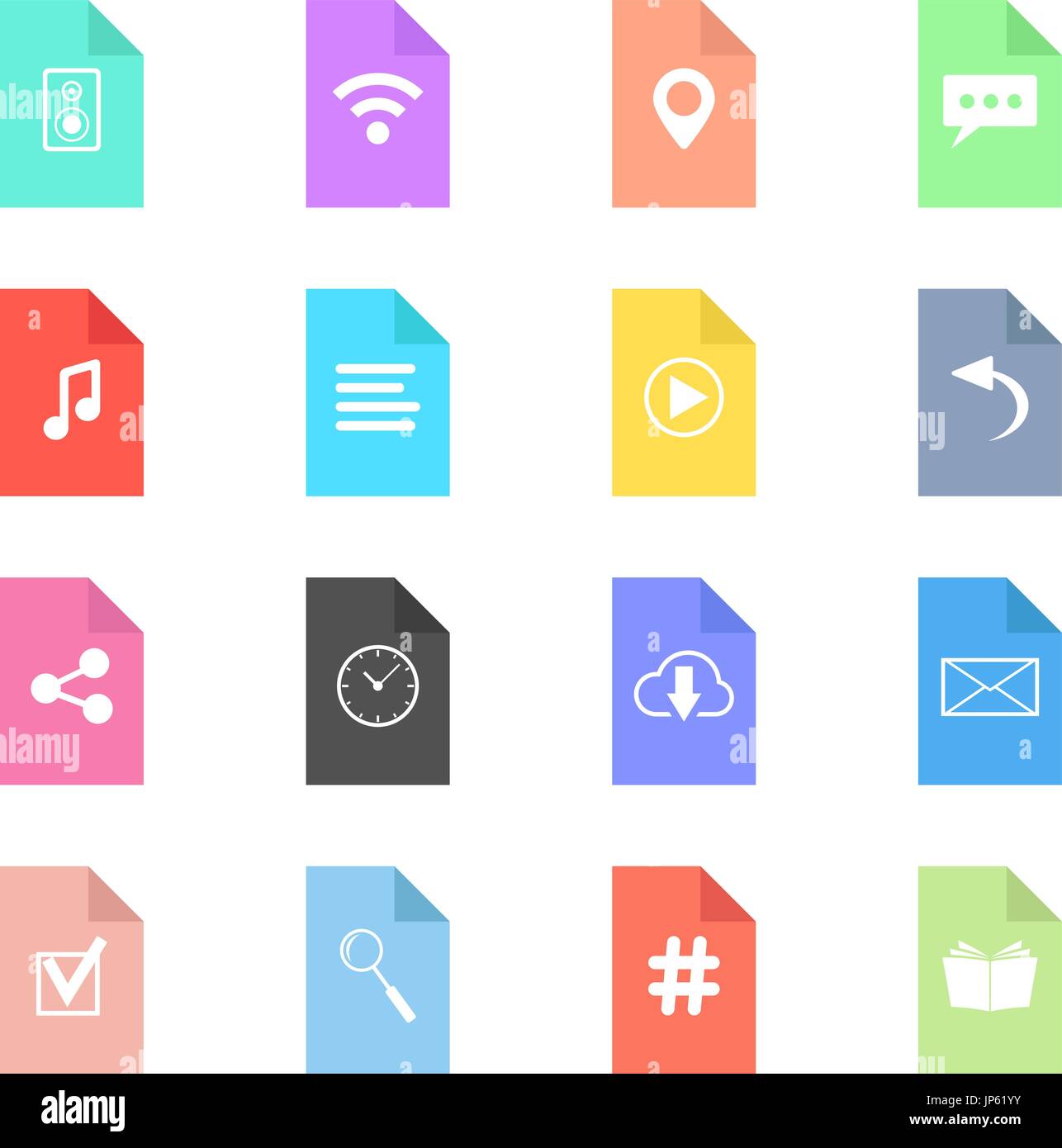 web icons on colored sheets of paper Stock Vector Image & Art - Alamy