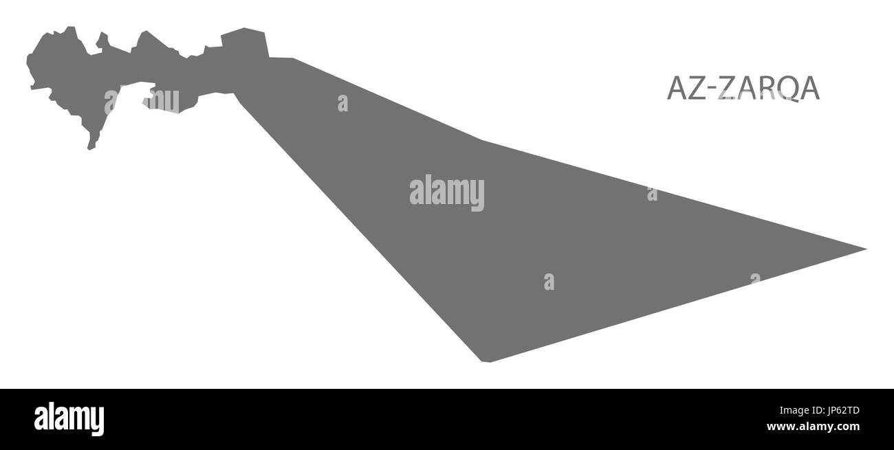 Az-Zarqa Jodran governorate map grey illustration silhouette shape ...