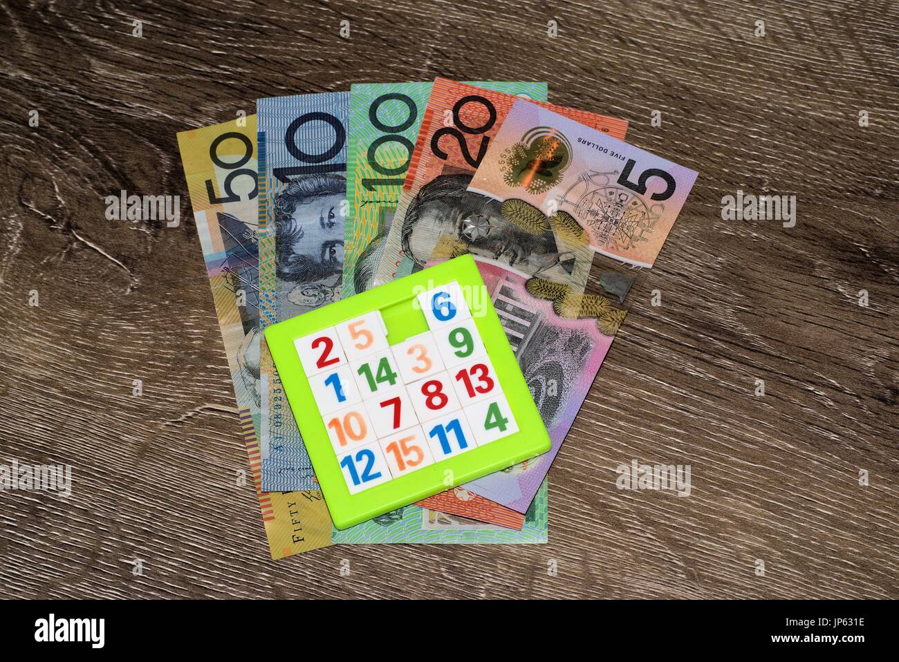 Numbers game, Australian dollar notes Stock Photo - Alamy