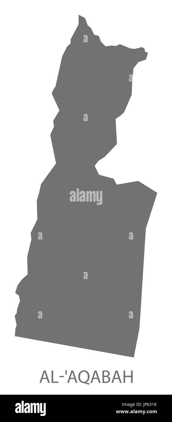 Al-Aqabah Jordan governorate map grey illustration silhouette shape ...