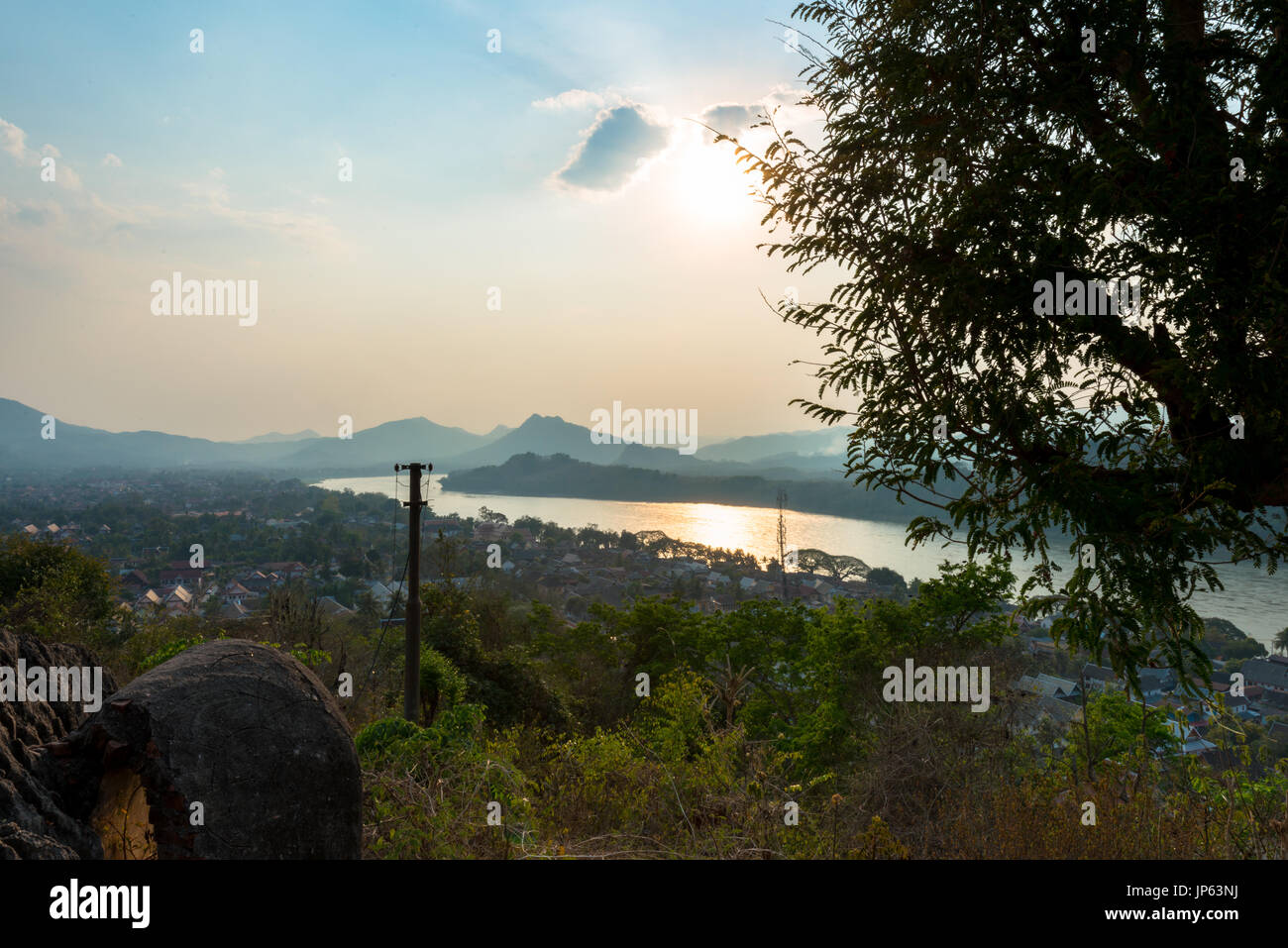 Wide angle picture From Mount Phousi, great view of Mekong's River in ...