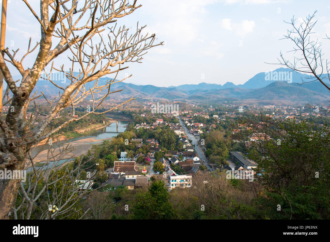 Wide angle picture From Mount Phousi, great view of the city of Luang ...