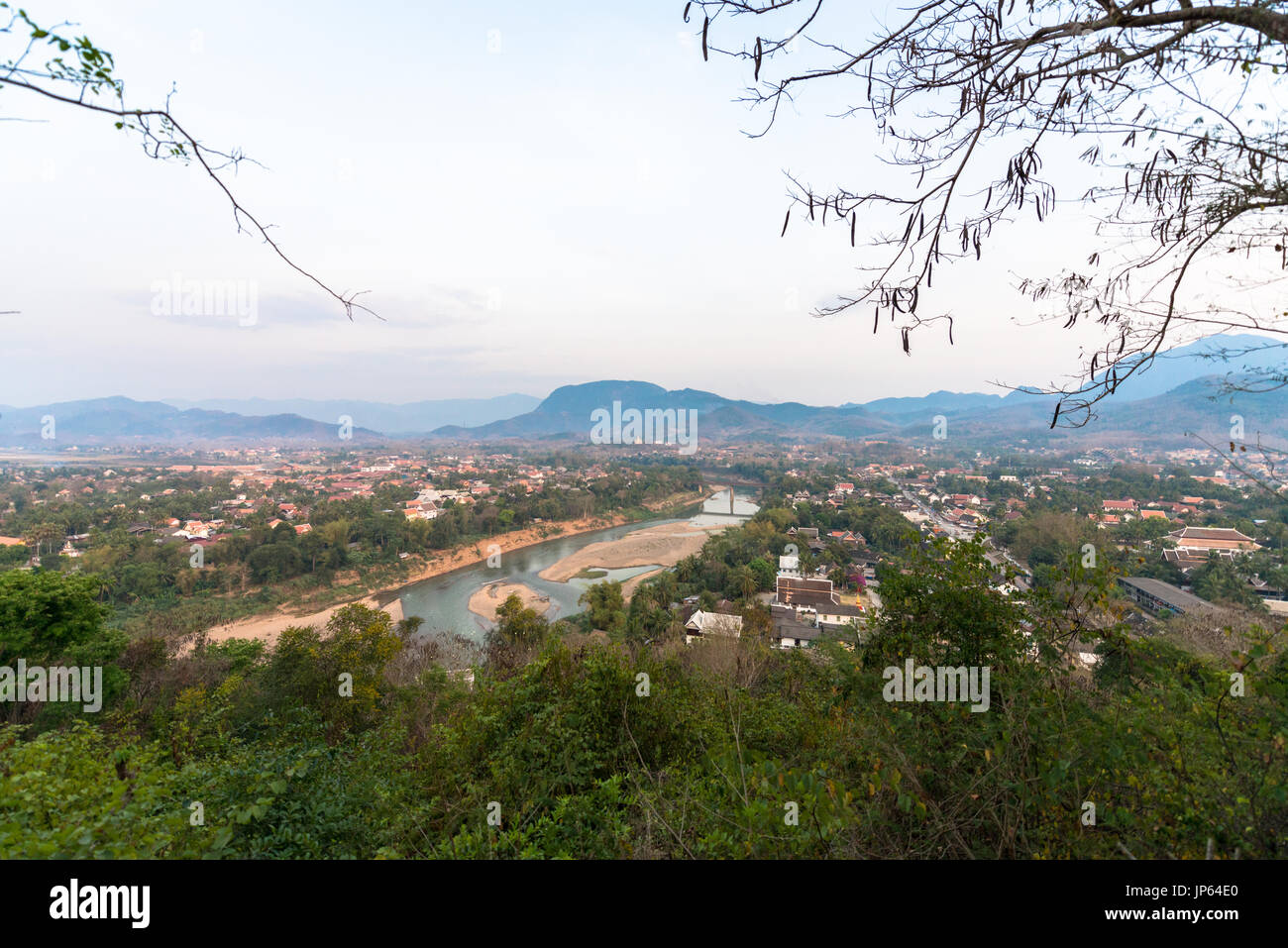 Wide angle picture From Mount Phousi, great view of the city of Luang ...