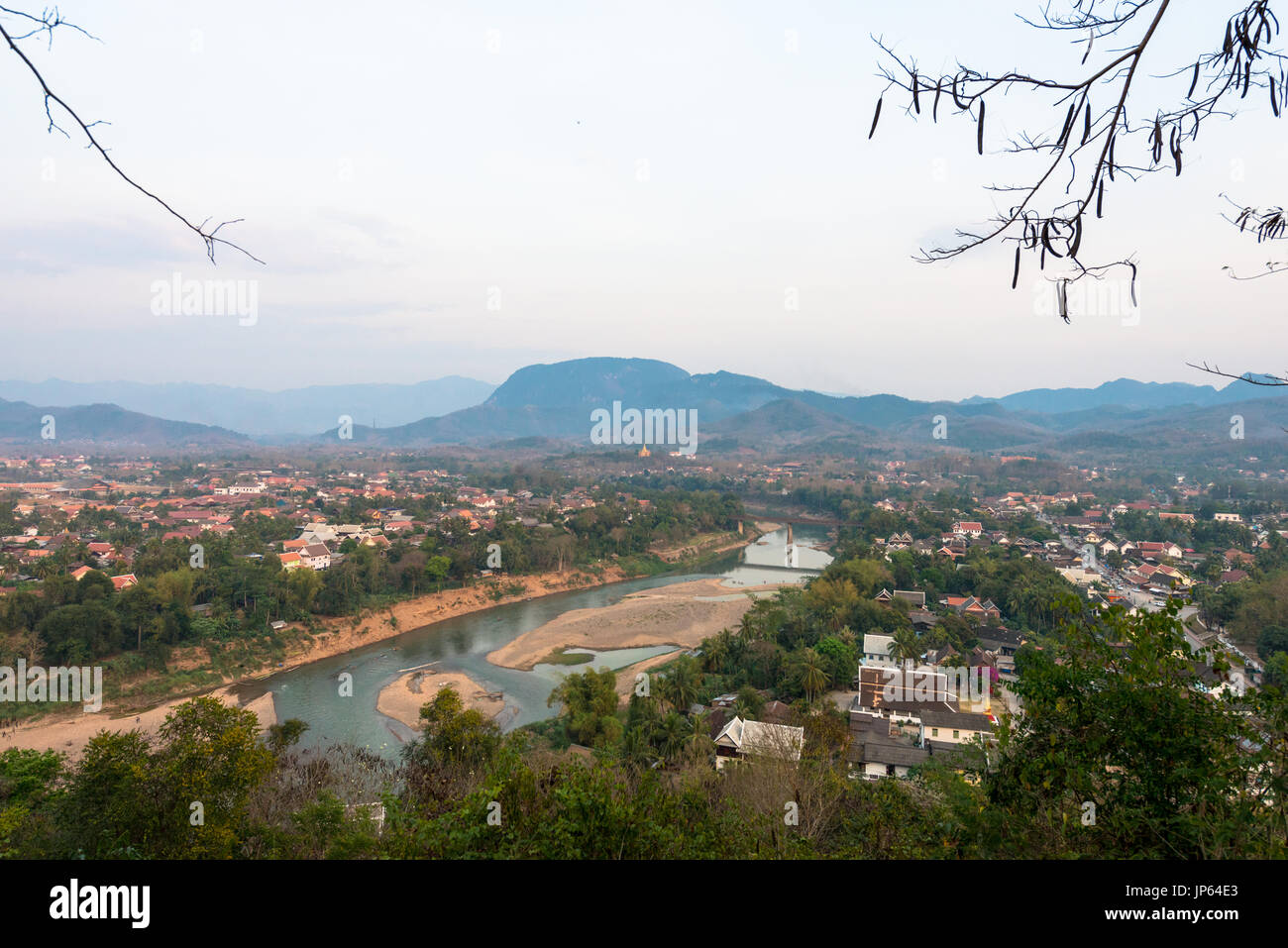 Horizontal picture From Mount Phousi, great view of the city of Luang ...