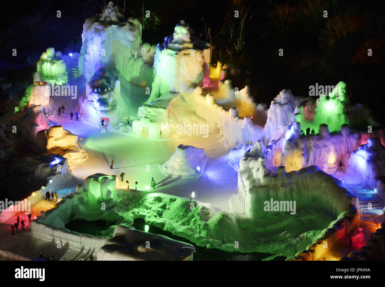 Gigantic ice objects displayed at the 40th Sounkyo Hot Spring Ice Fall ...