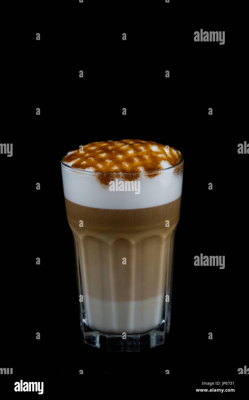 Hot caramel latte coffee Stock Photo - Alamy