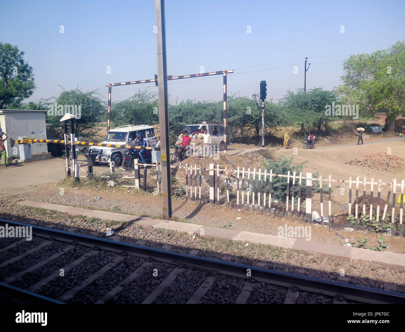 People and scenery along the Indian Railroad in India,Asia Stock Photo ...